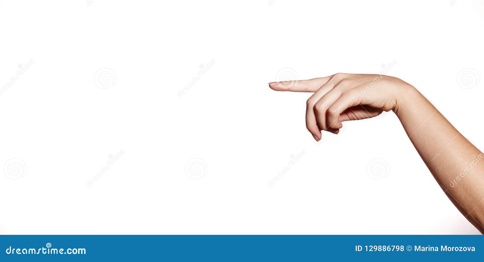 Hand Pointer on White Background. Beautiful Female Hand. One Finger ...