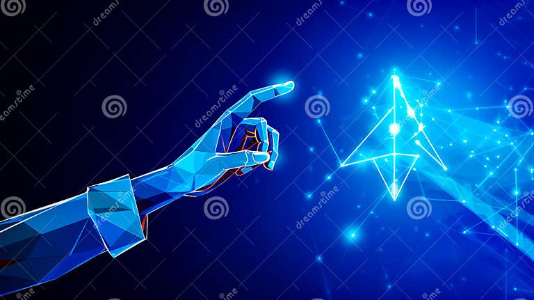 Hand Pointing at Blue Object with Star in the Middle of it. Generative ...