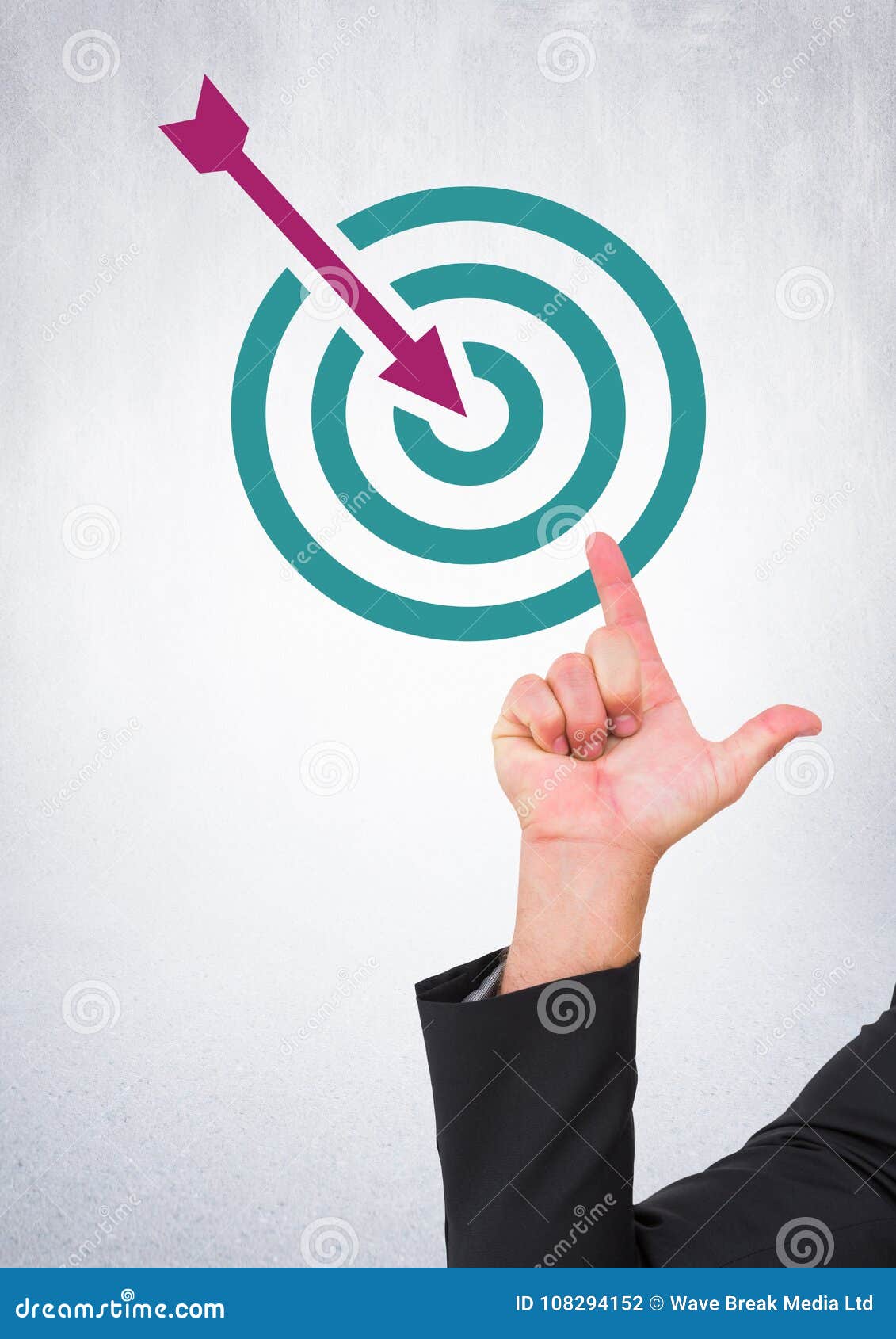 Hand Pointing with Business Target and Arrow Icon Stock Photo - Image ...
