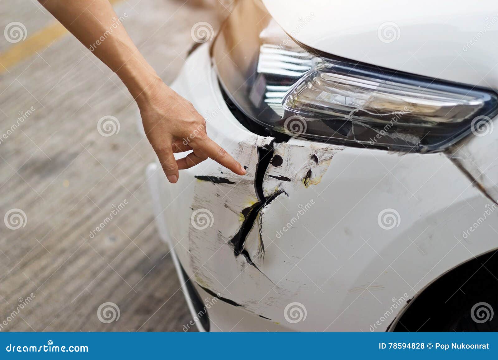 Hand Pointing at Car Accident on the Road Stock Photo - Image of soft ...
