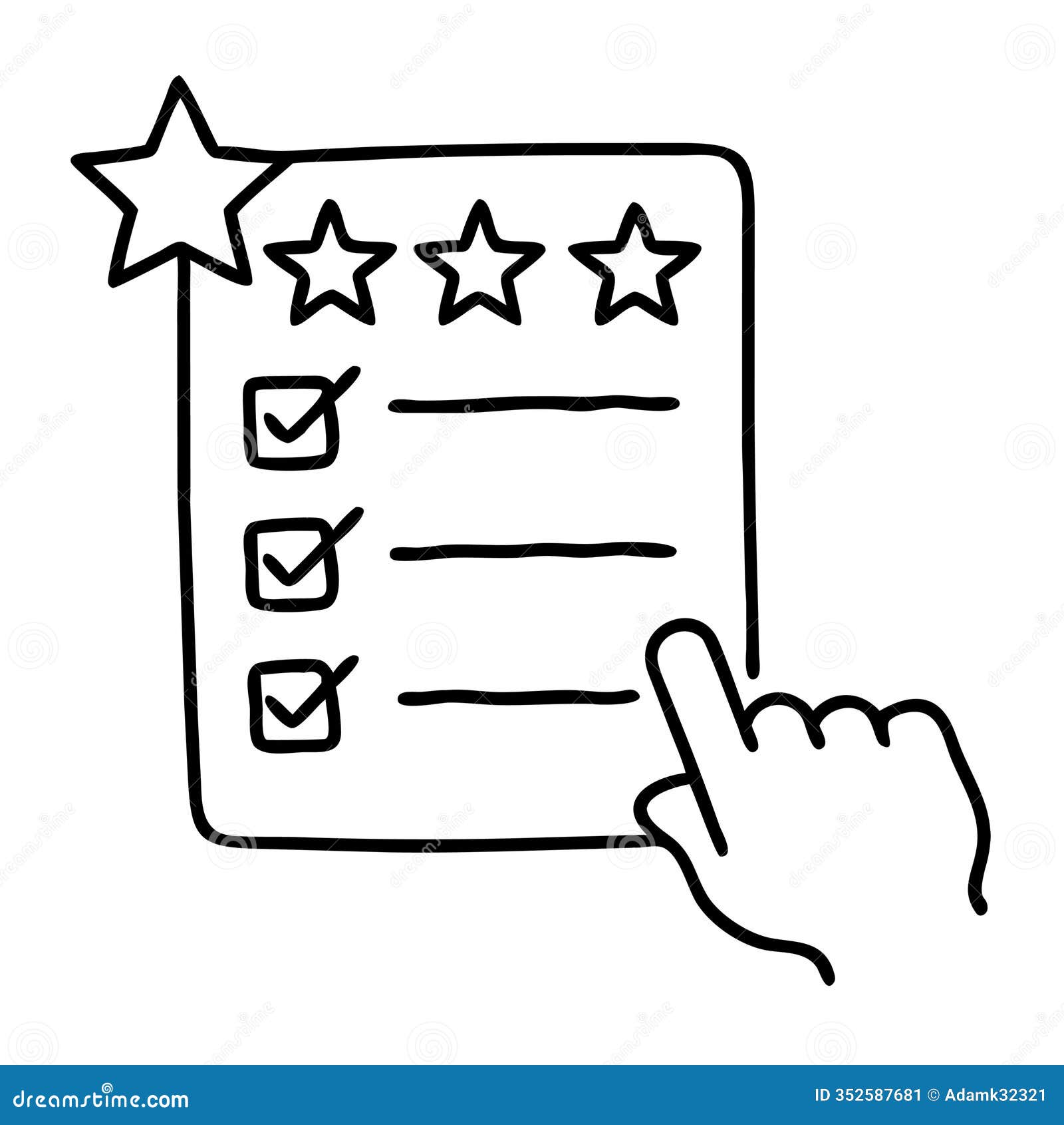 Hand Pointing at Checklist with Stars Vector for Feedback and ...
