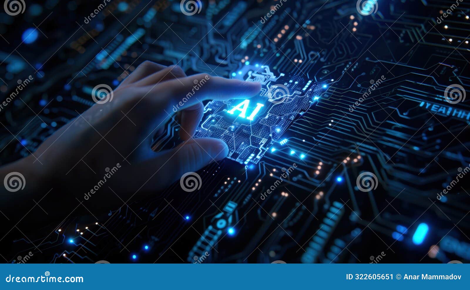 A Hand is Pointing at a Computer Chip with the Word Ai on it Stock ...