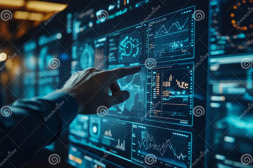 Hand Pointing at a Computer Screen Displaying a Web Interface Stock Image - Image of interface ...