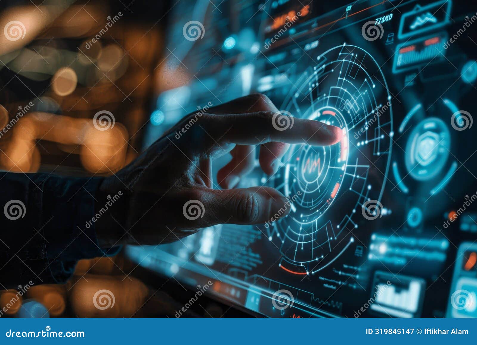 A Hand is Pointing at a Computer Screen in a Room, Illustrating the ...