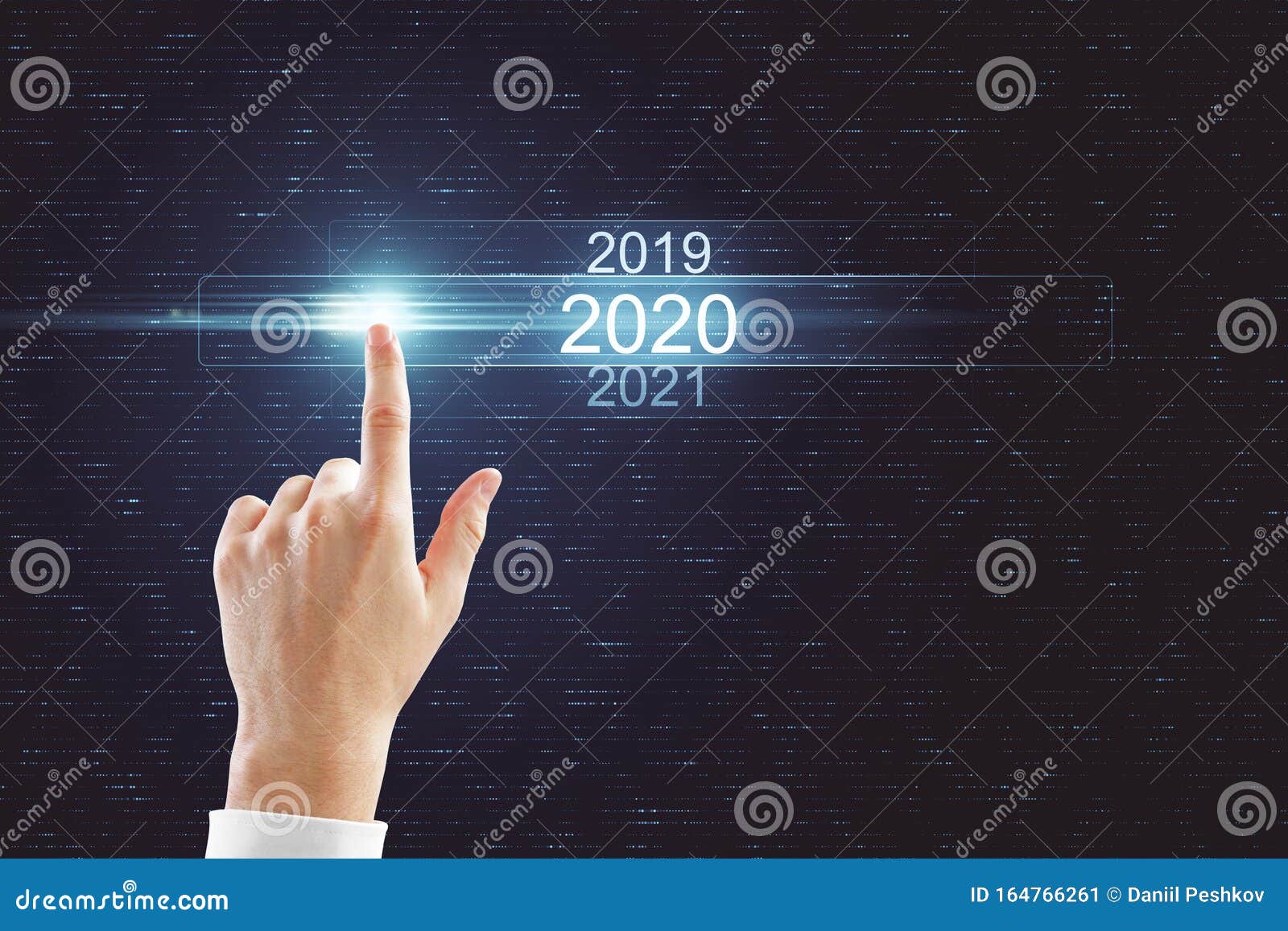 Hand Pointing at Digital 2020 Touchscreen Stock Image - Image of ...