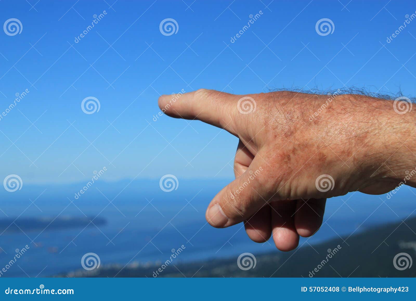 Hand Pointing into the Distance Stock Photo - Image of sign, pointing ...