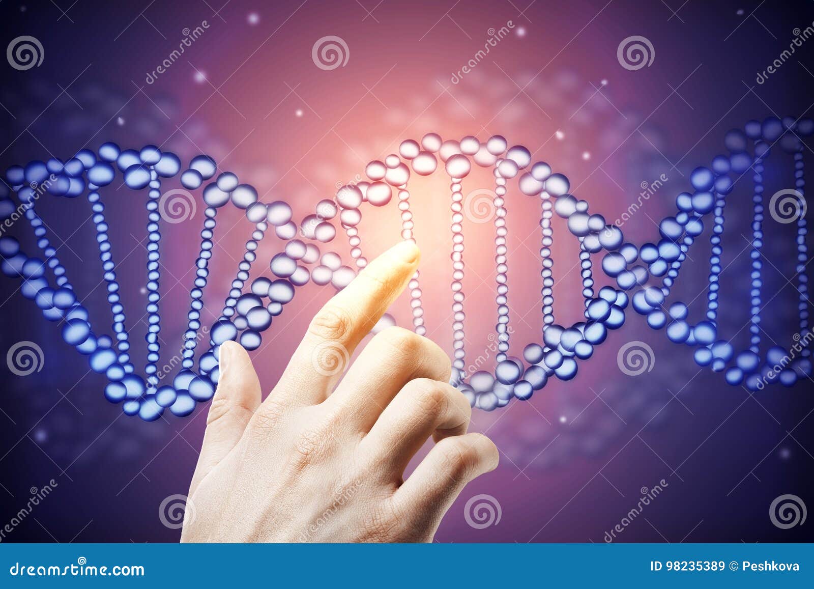 Hand pointing at DNA stock illustration. Illustration of circuit - 98235389