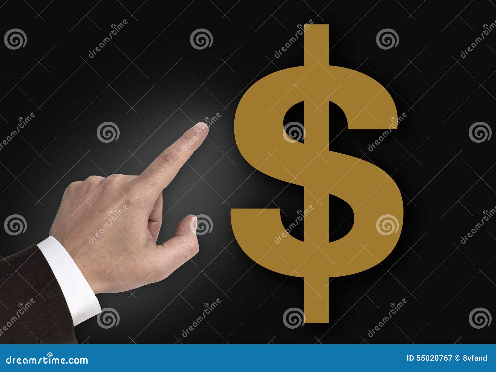 Hand Pointing at Dollar Sign Concept Stock Image - Image of dollar ...
