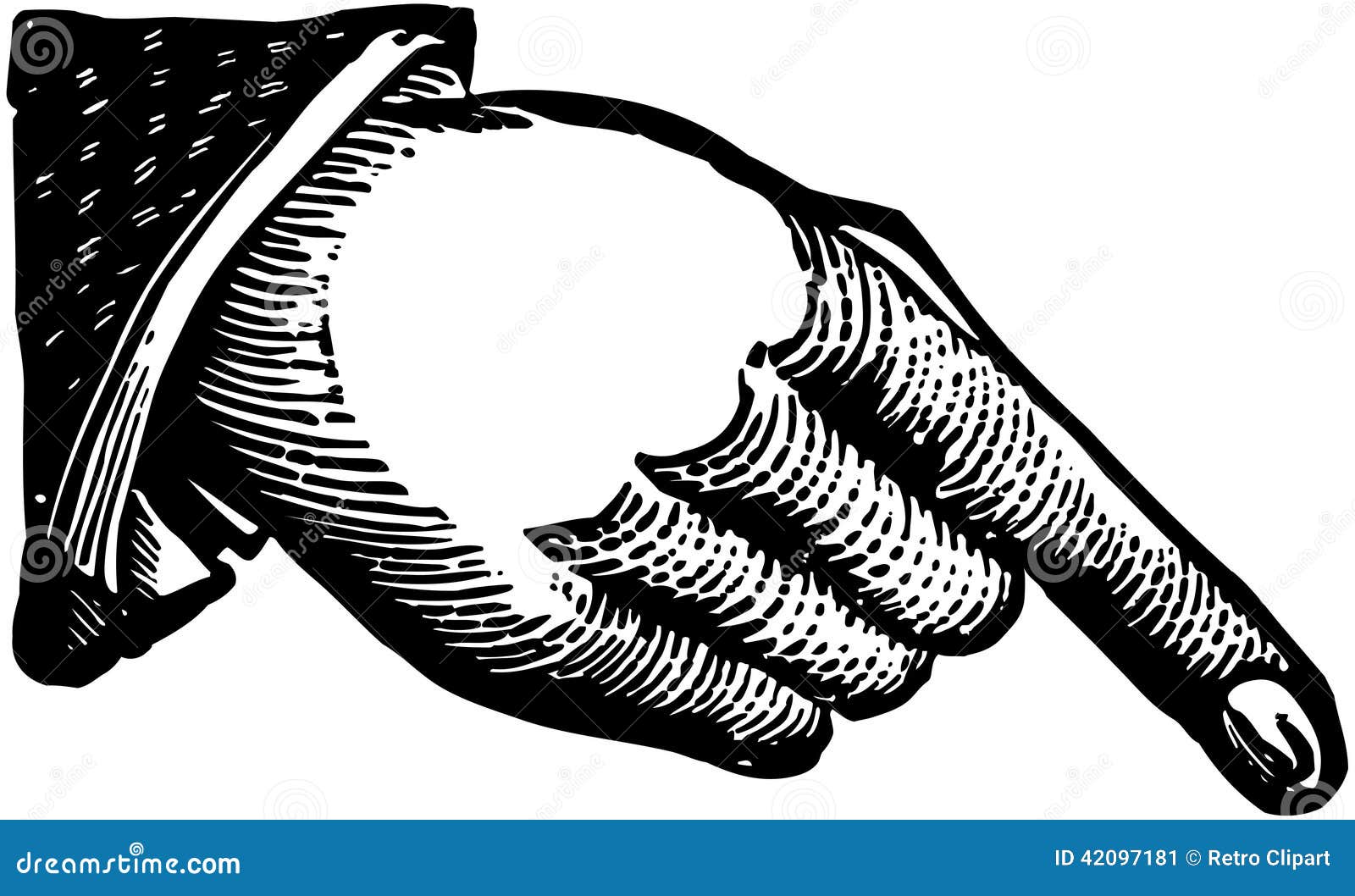 Hand Pointing Down stock vector. Illustration of retro - 42097181
