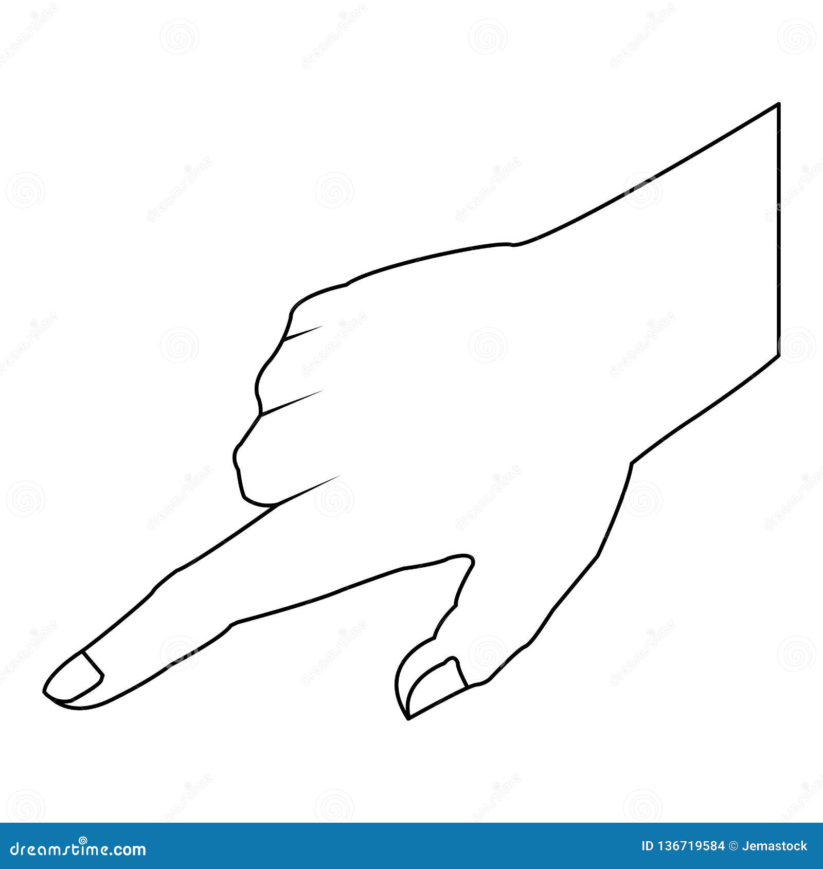 Hand Pointing Down Black and White Stock Vector - Illustration of ...