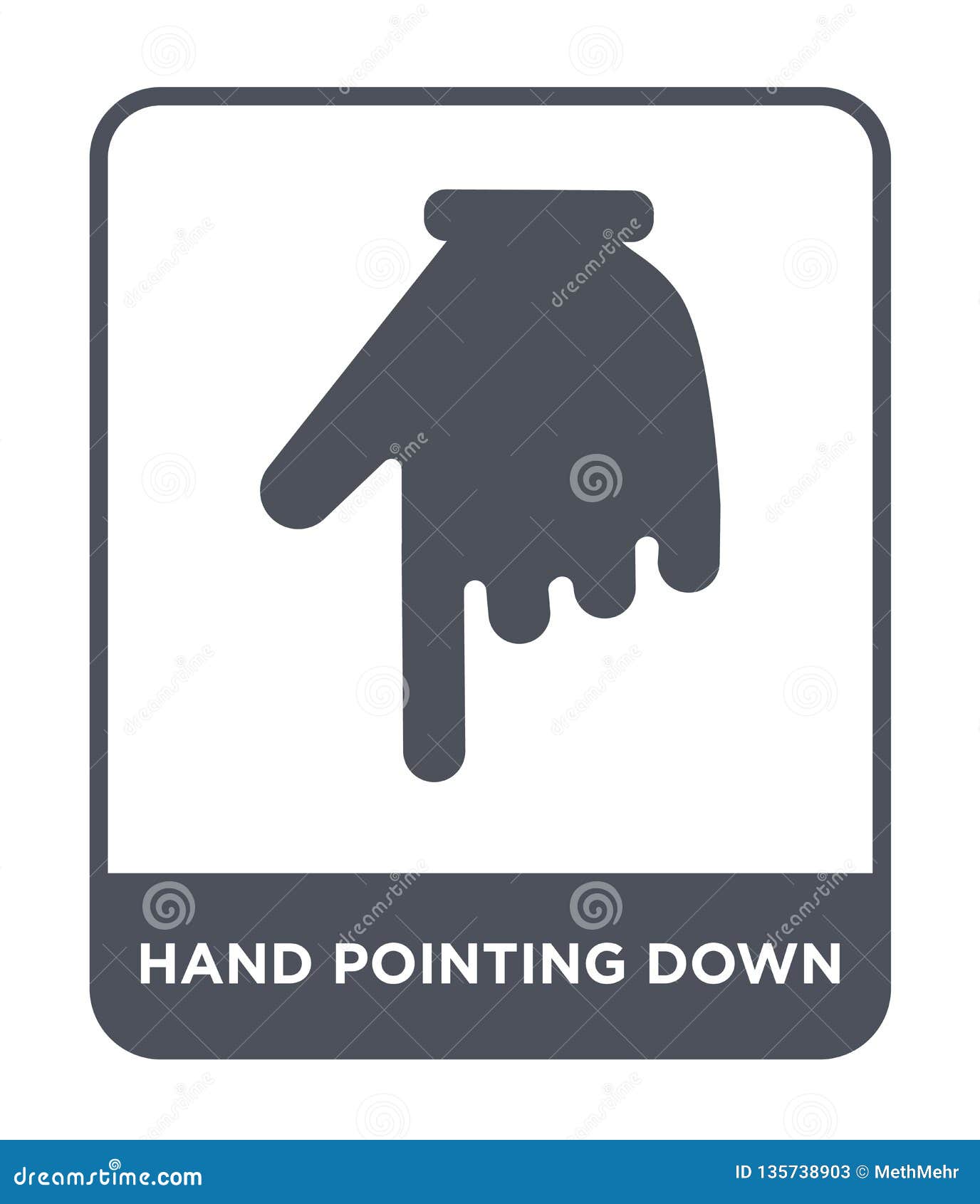Hand Pointing Down Icon in Trendy Design Style. Hand Pointing Down Icon ...