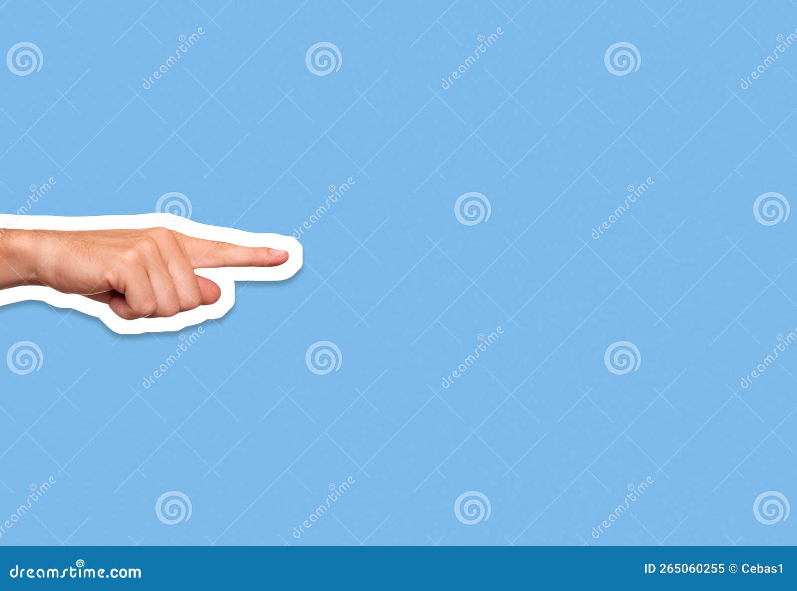 Hand Pointing Finger on Blue Background with Copy Space Stock ...