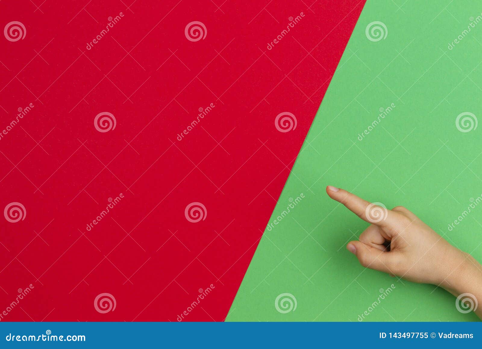 Hand Pointing a Finger on Green and Red Color Background Stock Image ...