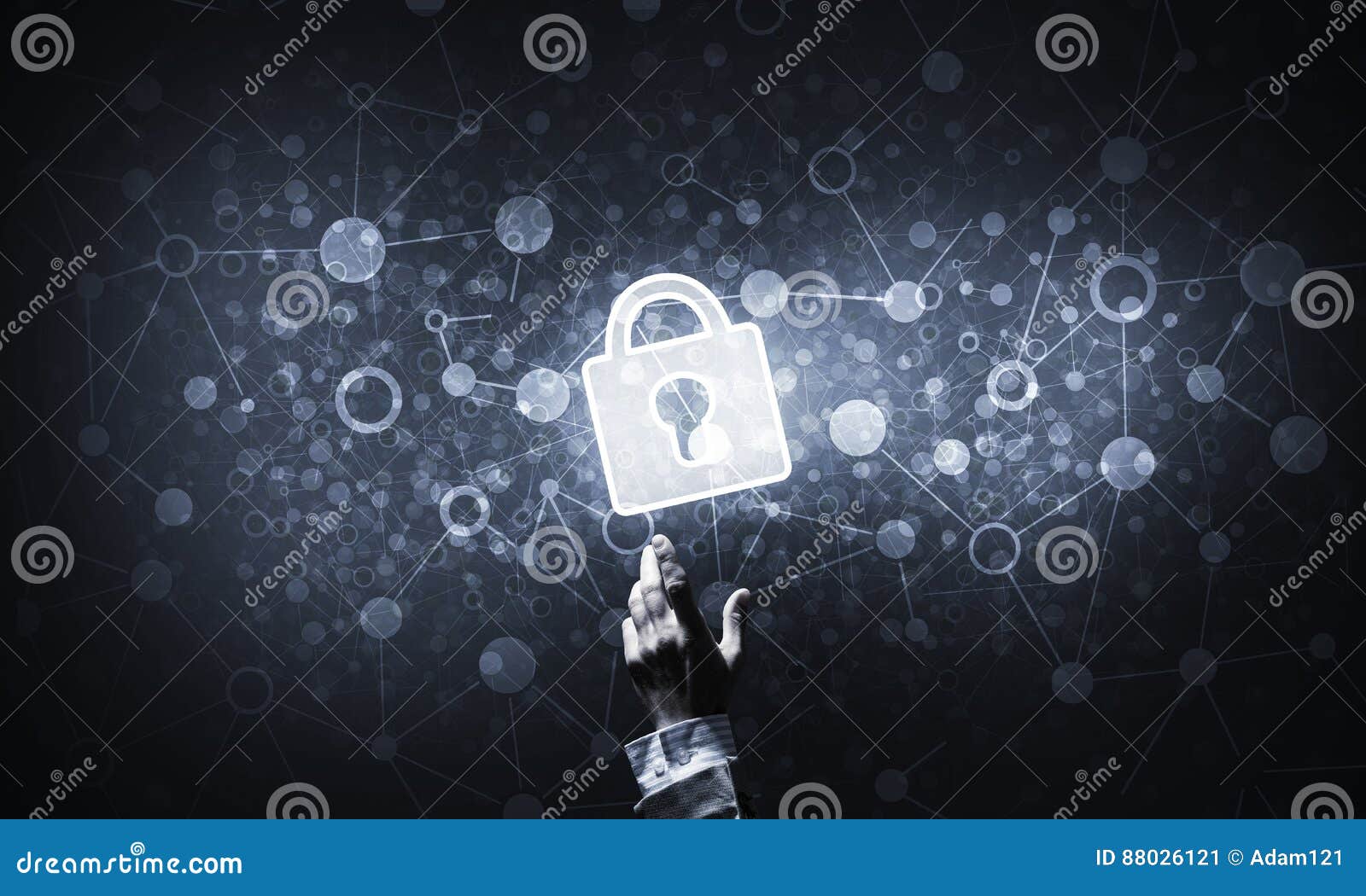 Hand Pointing with Finger at Padlock As Concept of Internet Security ...