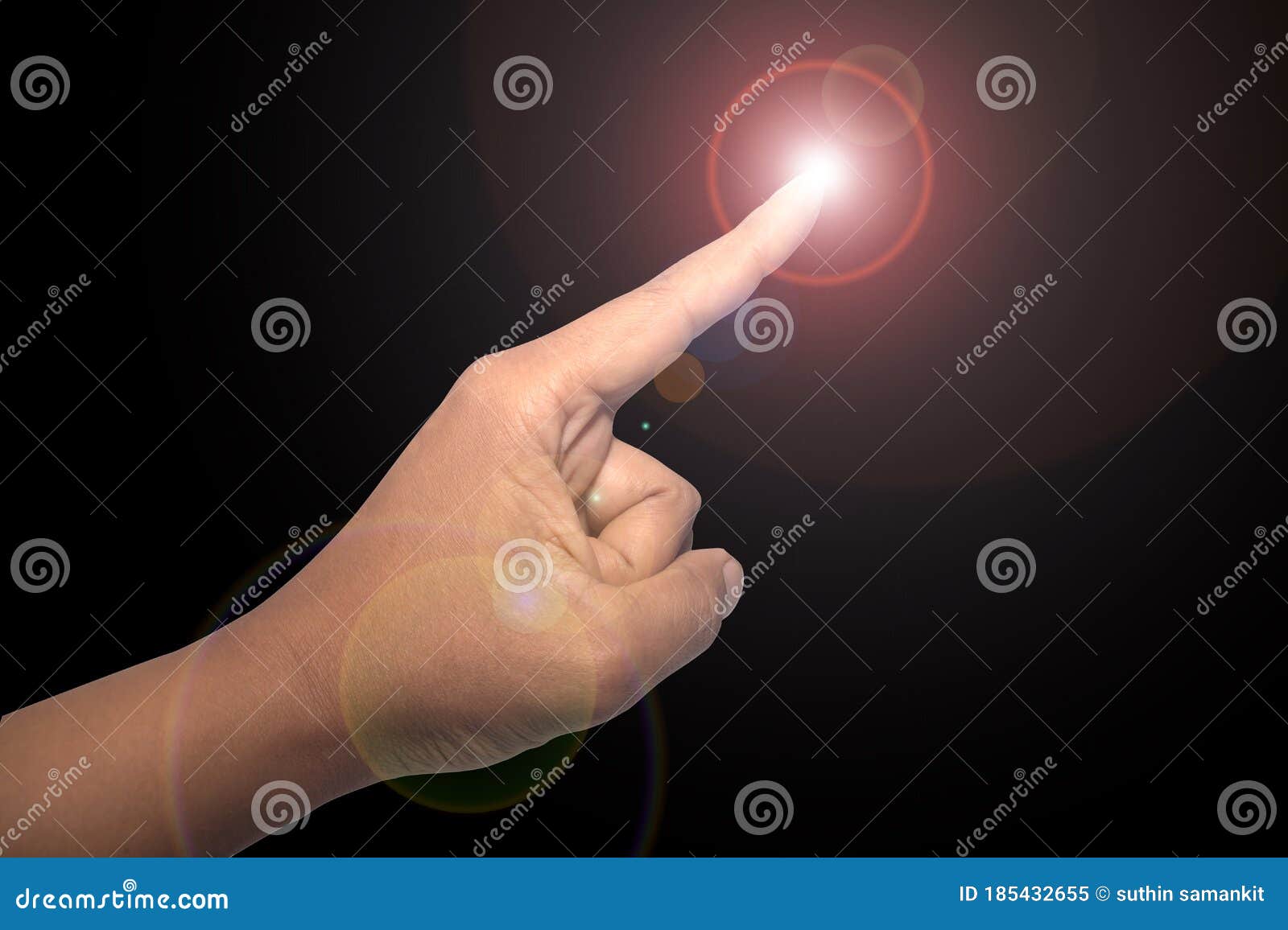 The Hand is Pointing at the Finger, There is Light Stock Image - Image ...