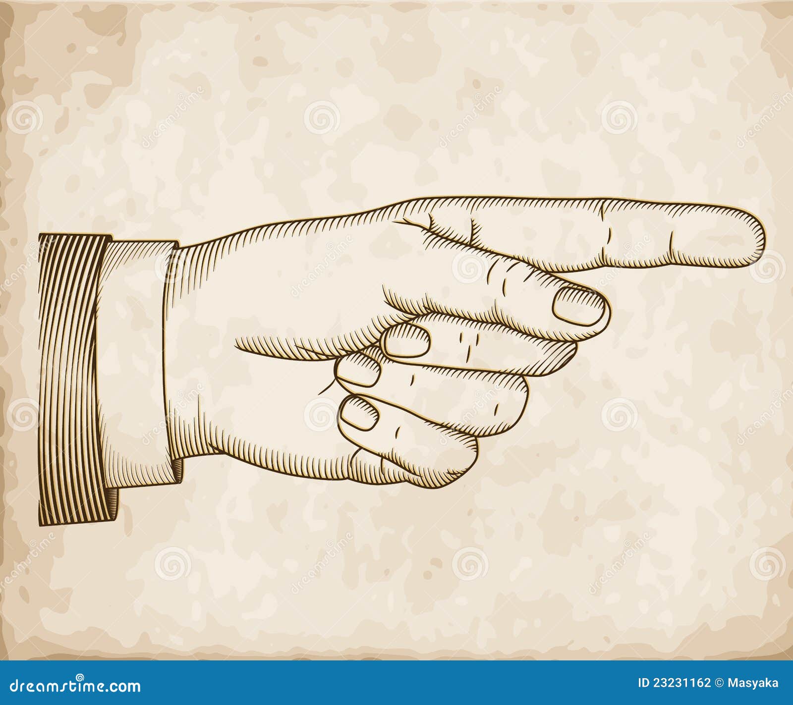 Hand with Pointing Finger. Woodcut Stock Vector - Illustration of hand ...