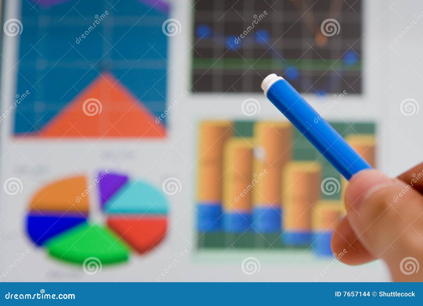 Hand pointing graph charts stock photo. Image of marketing - 7657144