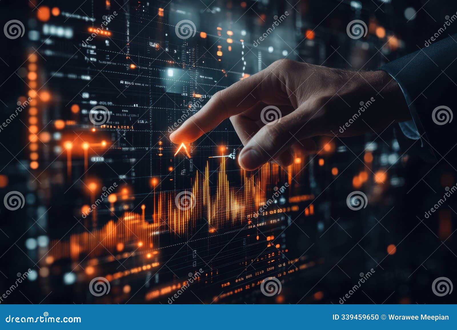 A Hand is Pointing at a Graph with a Red Arrow Stock Photo - Image of ...