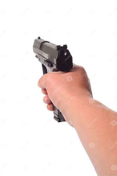 Hand Pointing a gun stock image. Image of pistol, isolated - 20084399