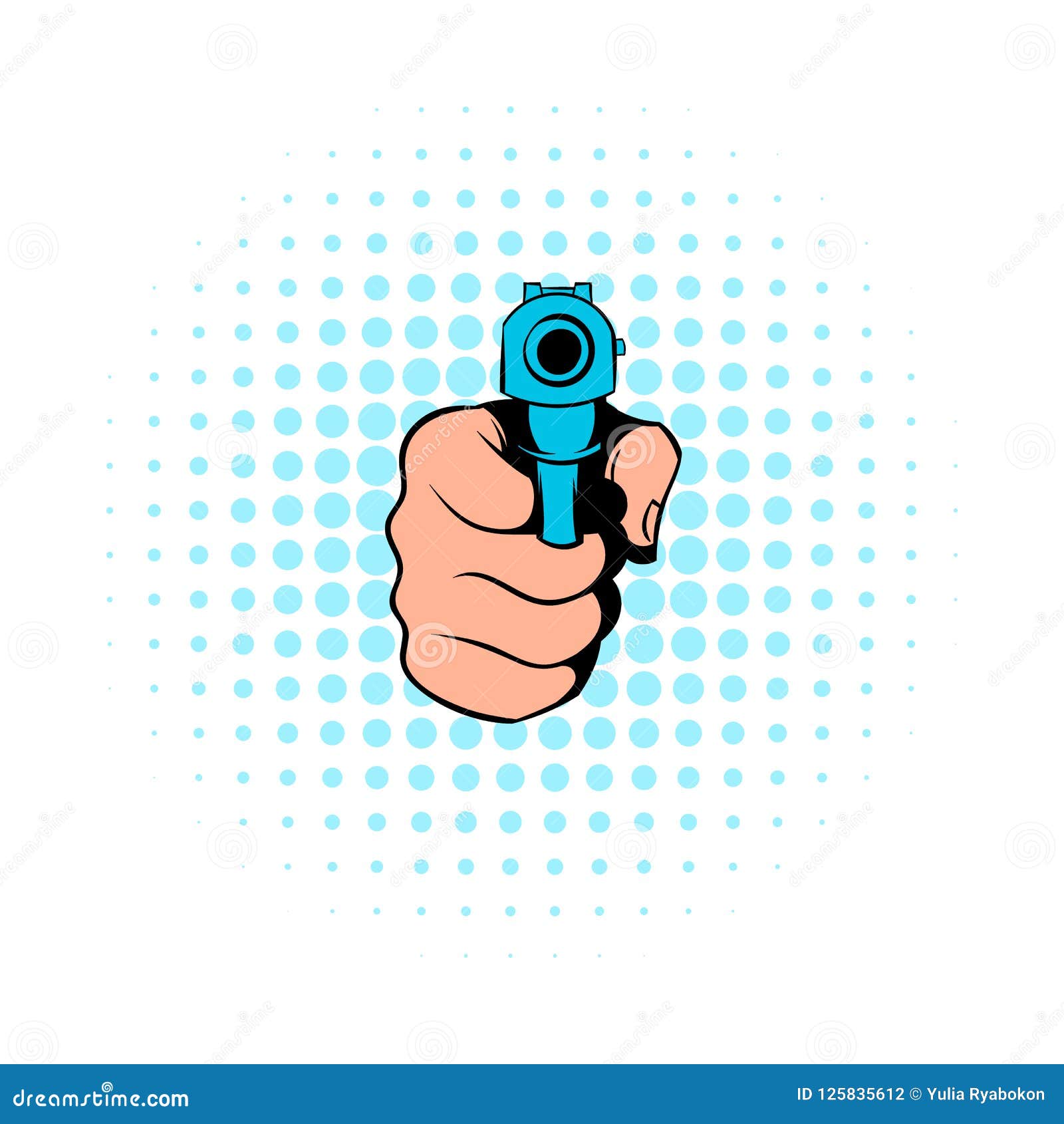 Hand Pointing with the Gun Icon, Comics Style Stock Illustration ...