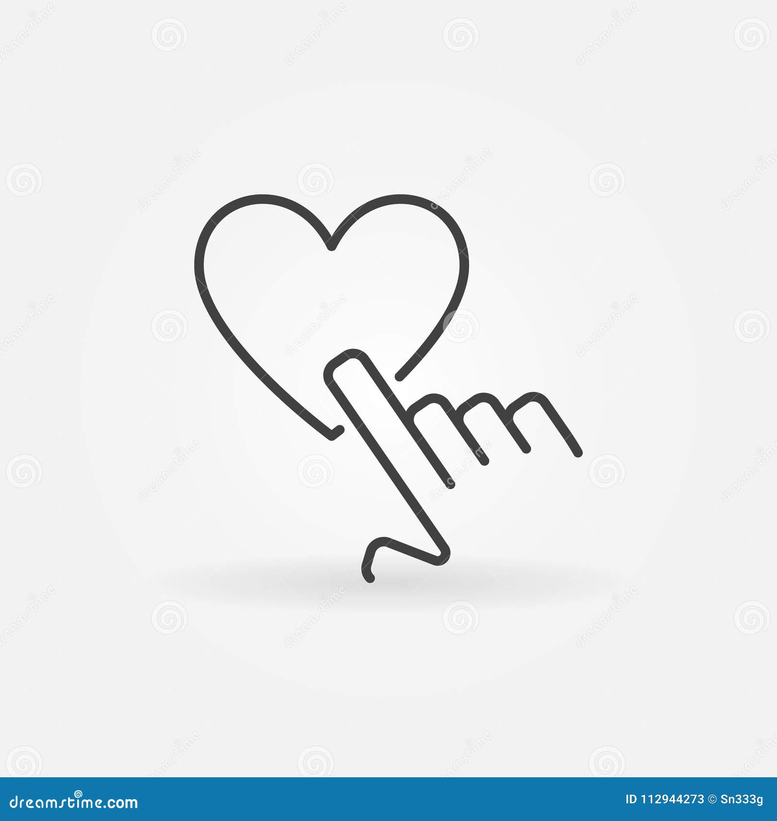 Hand Pointing Heart Vector Outline Icon Stock Vector - Illustration of ...