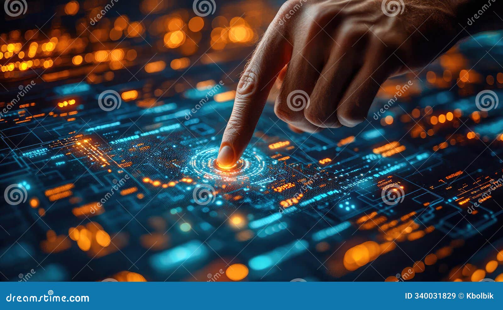 A Hand is Pointing at a High-tech Digital Screen Displaying a Global ...