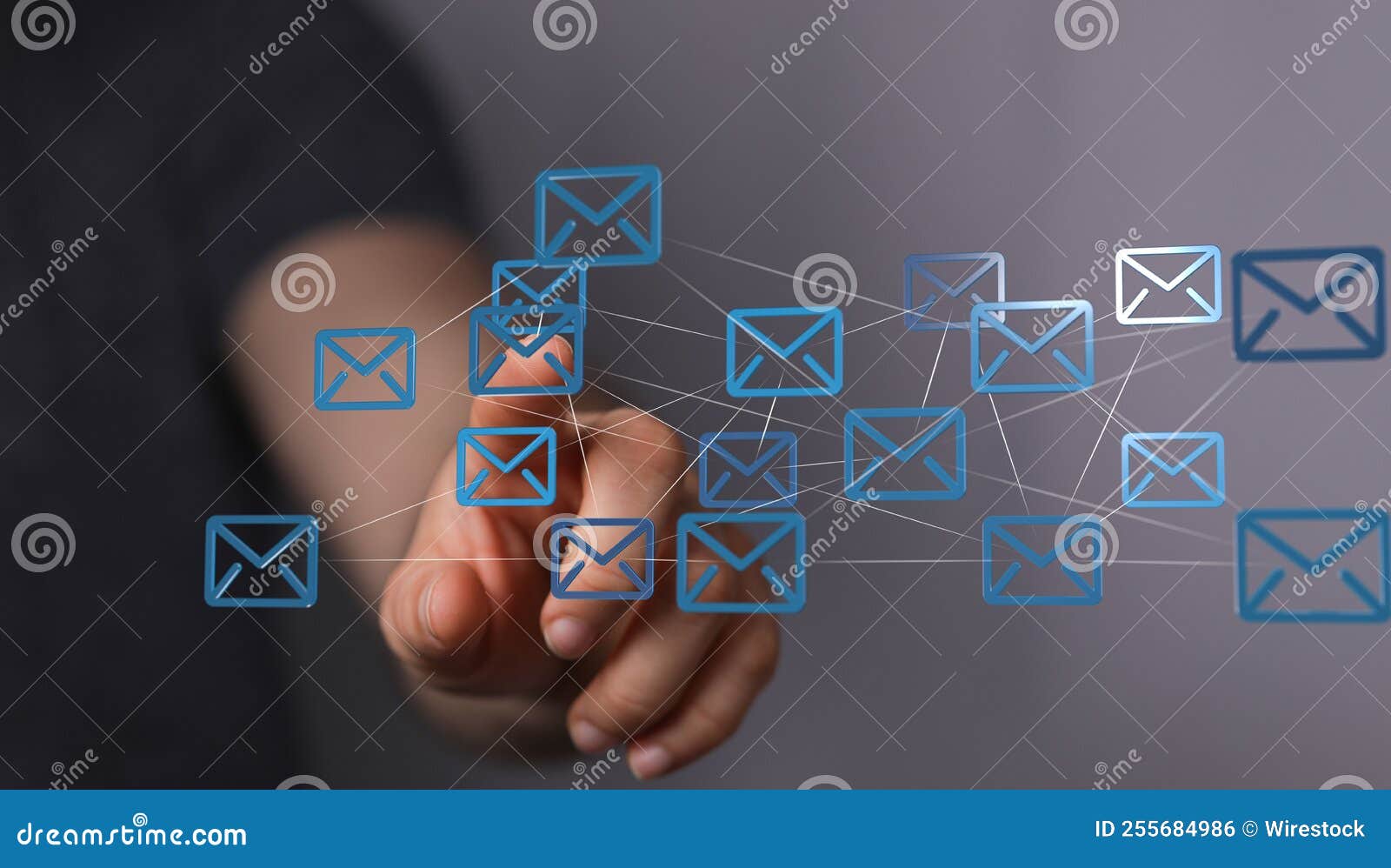 Hand Pointing at the Hovering Envelopes. Communication, Electronic Mail ...