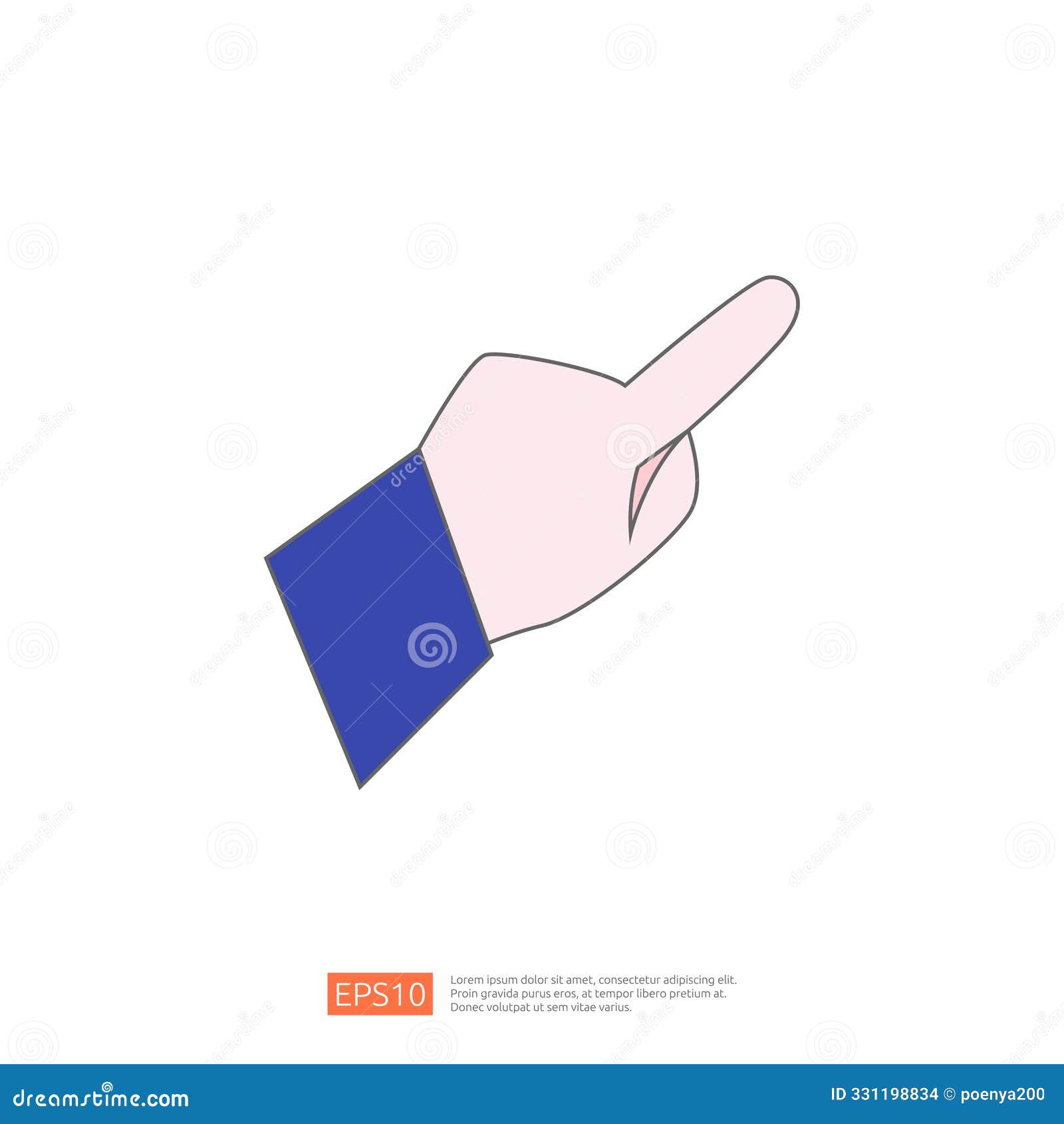 Hand Pointing Index Finger Right. Simple Line Art Hand Gesture ...