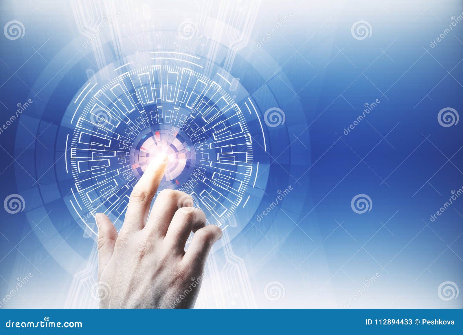 Hand pointing at interface stock illustration. Illustration of ...