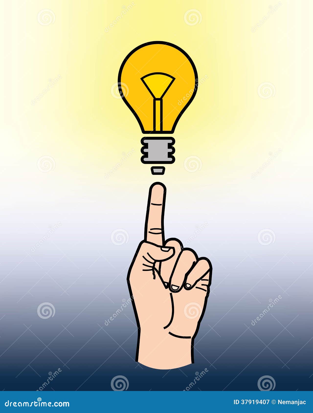 Man Pointing At Light Bulb. Vector Illustration | CartoonDealer.com ...