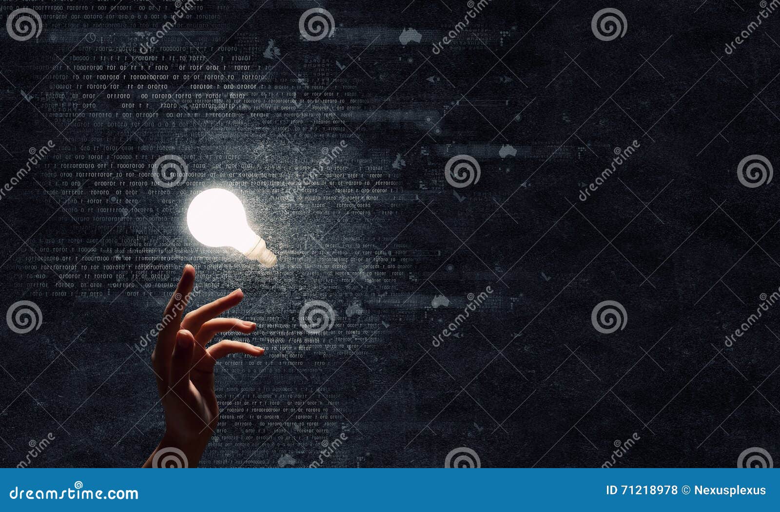 Hand pointing light bulb stock photo. Image of electricity - 71218978