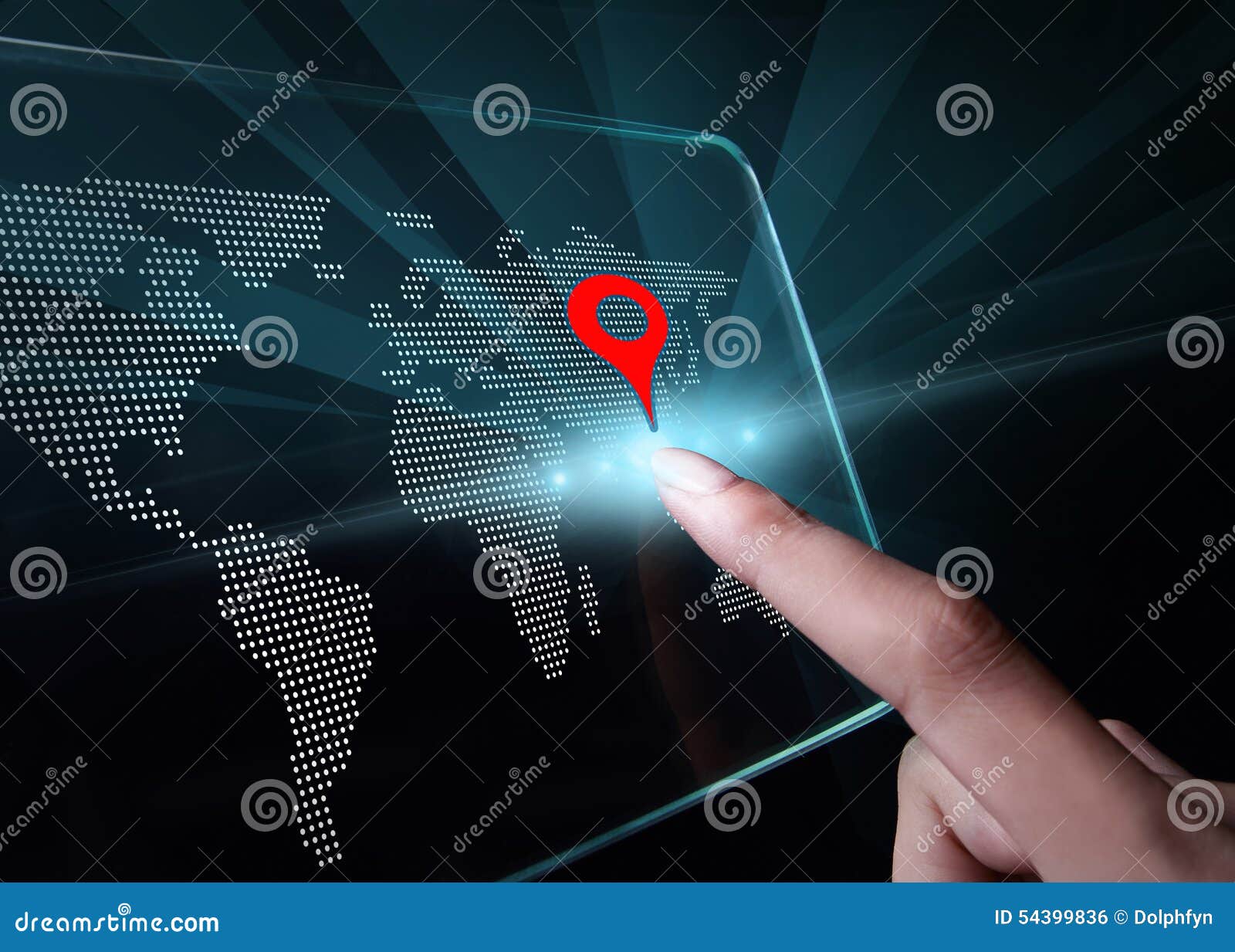 Hand Pointing a Map on Transparent 3D Smartphone. Stock Photo - Image ...