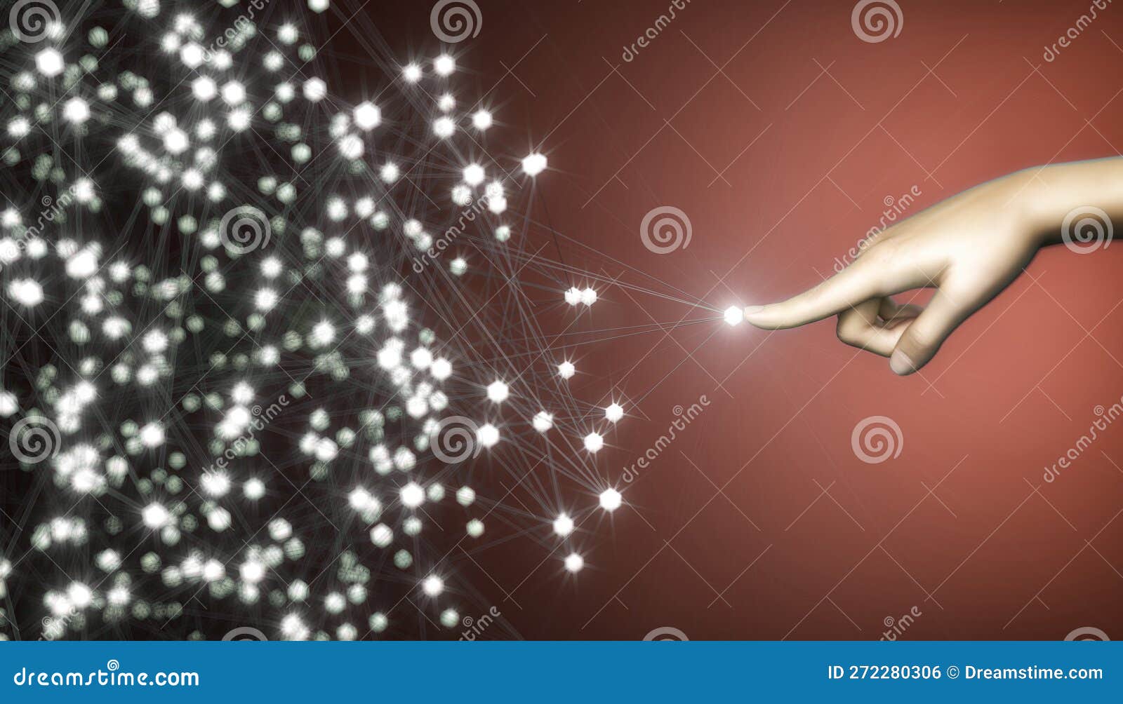 Hand Pointing at One Node is a Large Network of Nodes Stock Photo ...