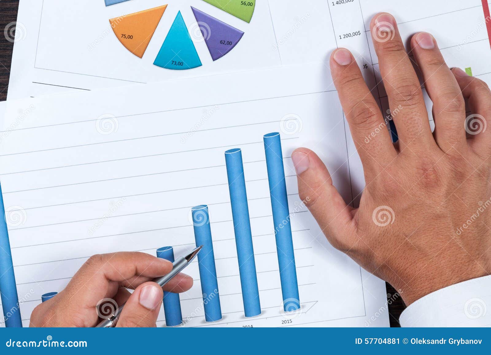 Hand Pointing a Pen at the Chart Stock Image - Image of chart ...