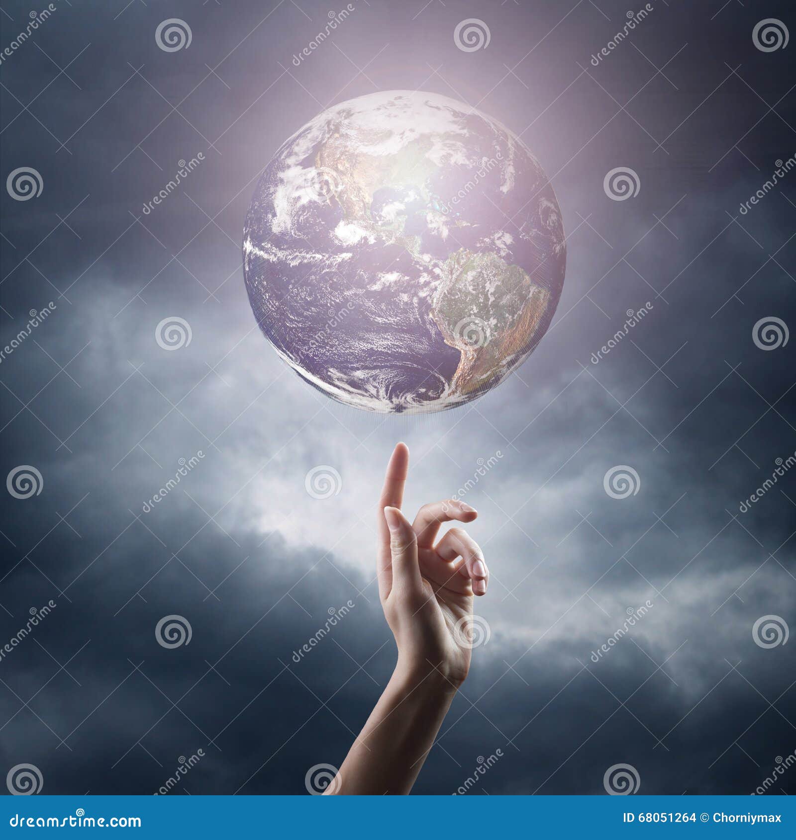 Hand Pointing at Planet in Space Stock Photo - Image of hand, globe ...