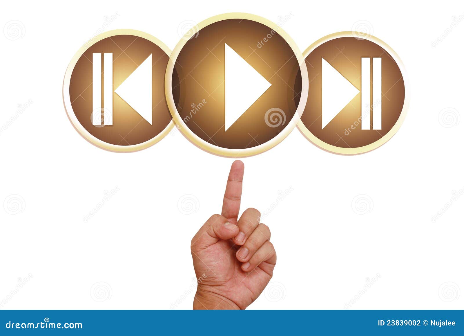 Hand Pointing on Play Button Stock Illustration - Illustration of play ...