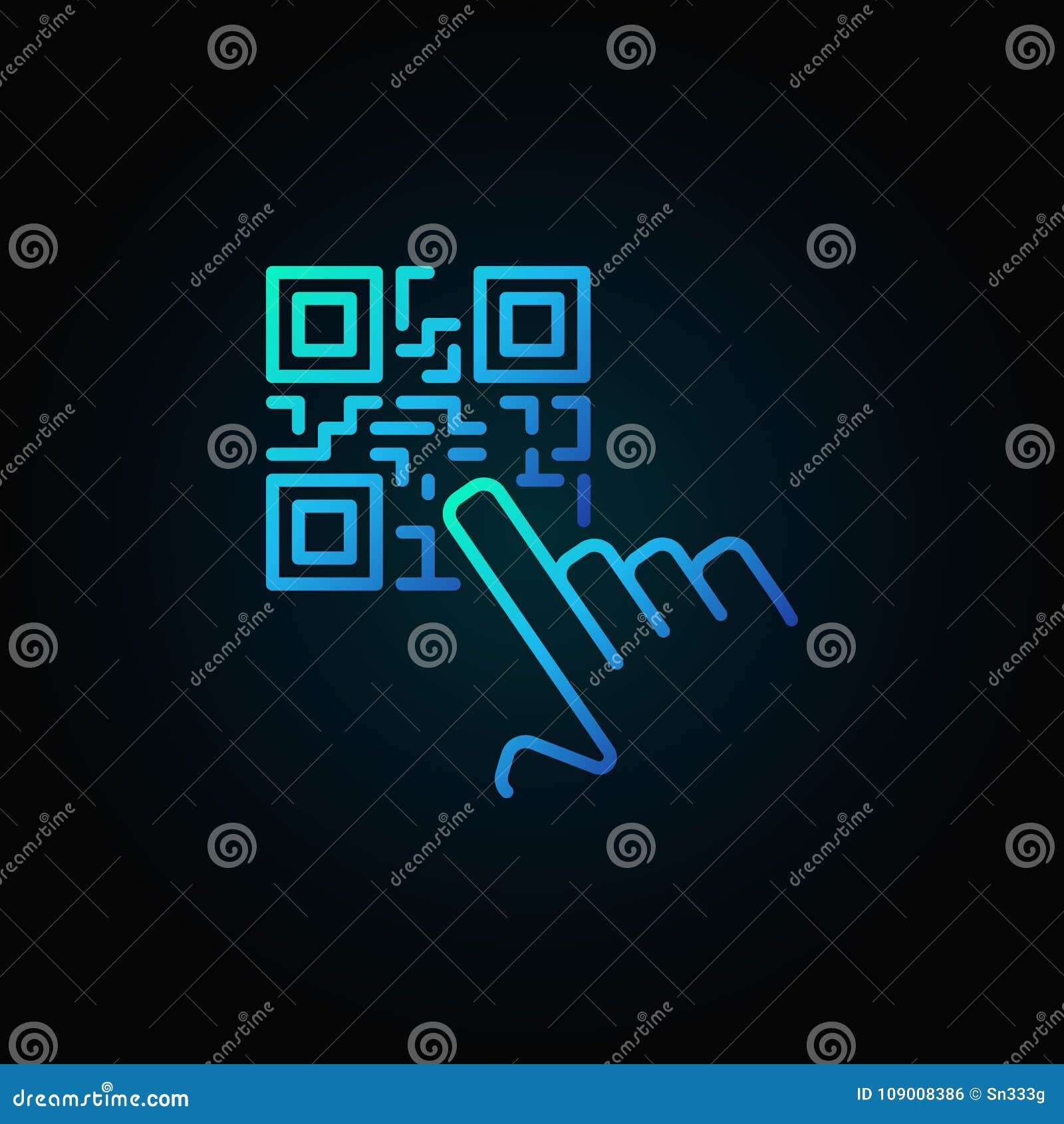 Hand Pointing QR Code Vector Blue Concept Icon or Symbol Stock Vector ...