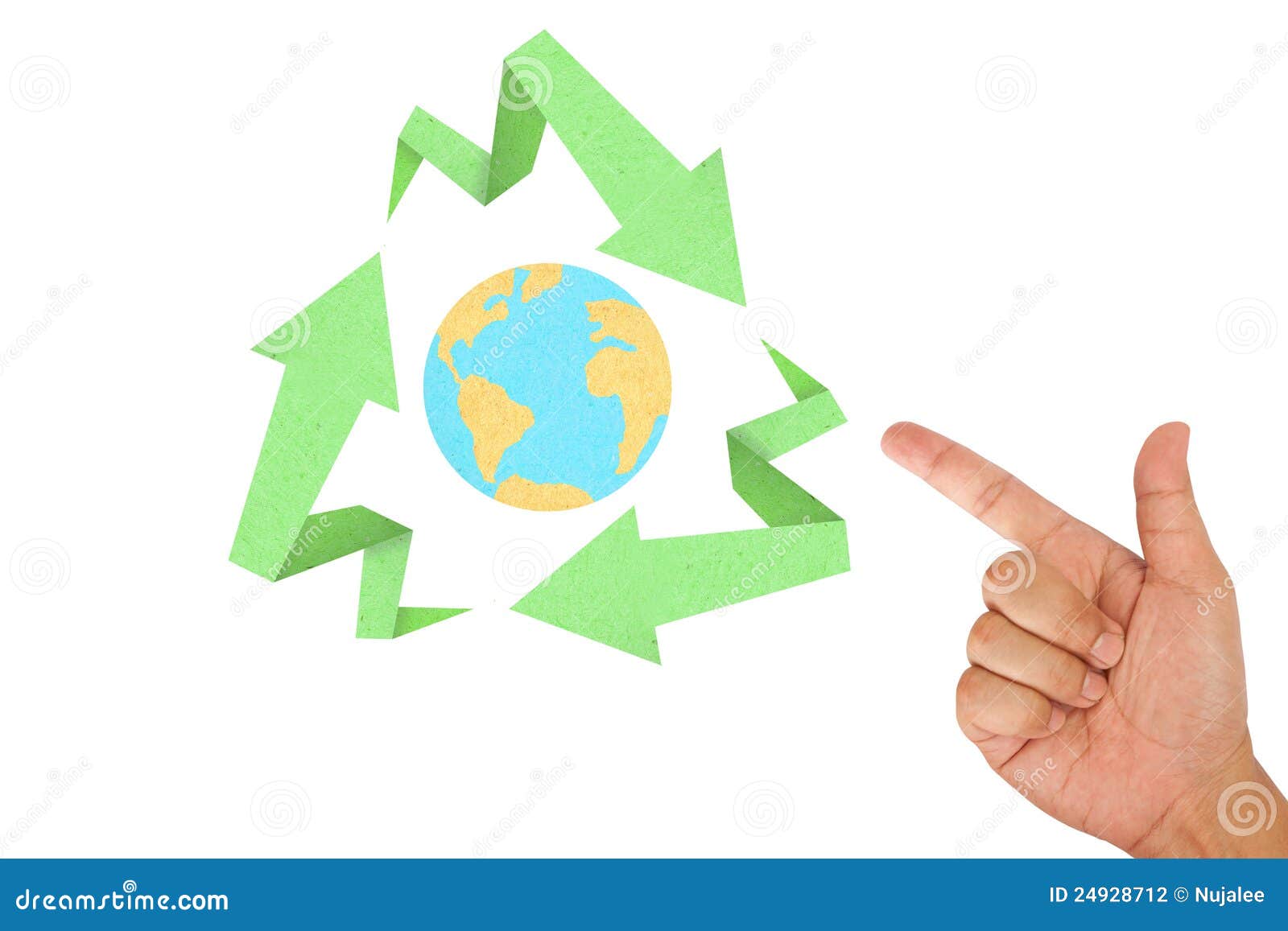 Hand Pointing on Recycle Sign Stock Illustration - Illustration of ...