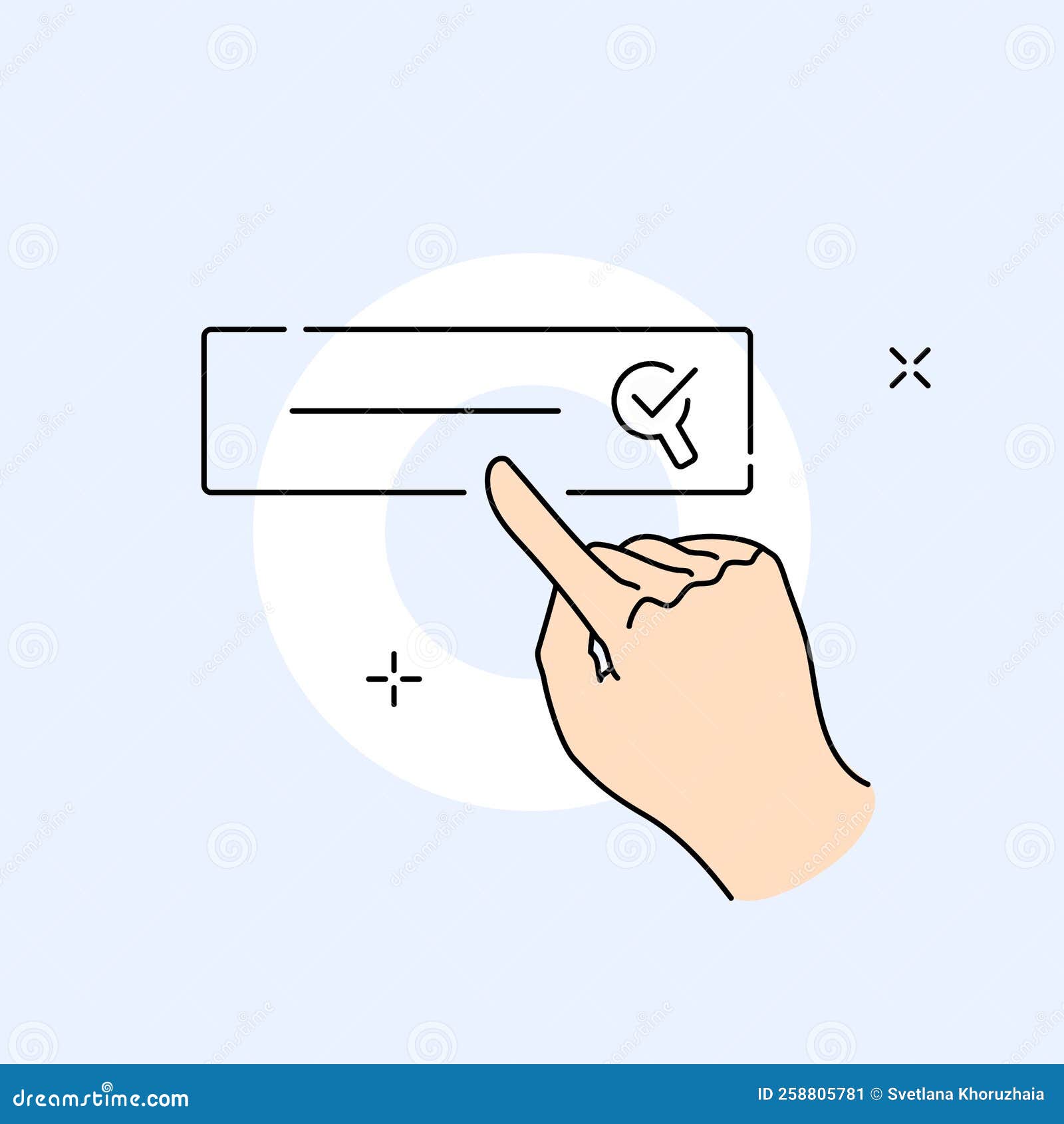 Hand Pointing on Search Bar. Hand Drawn Style Vector Design ...