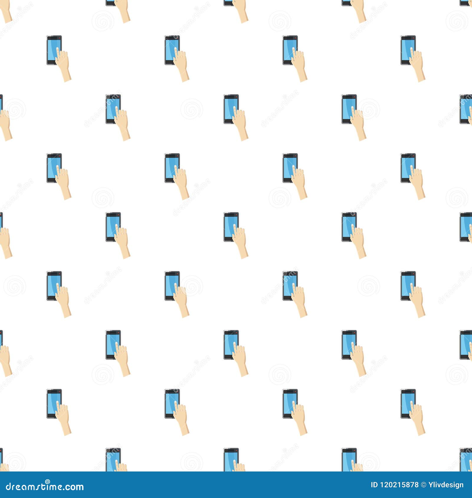 Hand Pointing on Smartphone Pattern Stock Vector - Illustration of flat ...