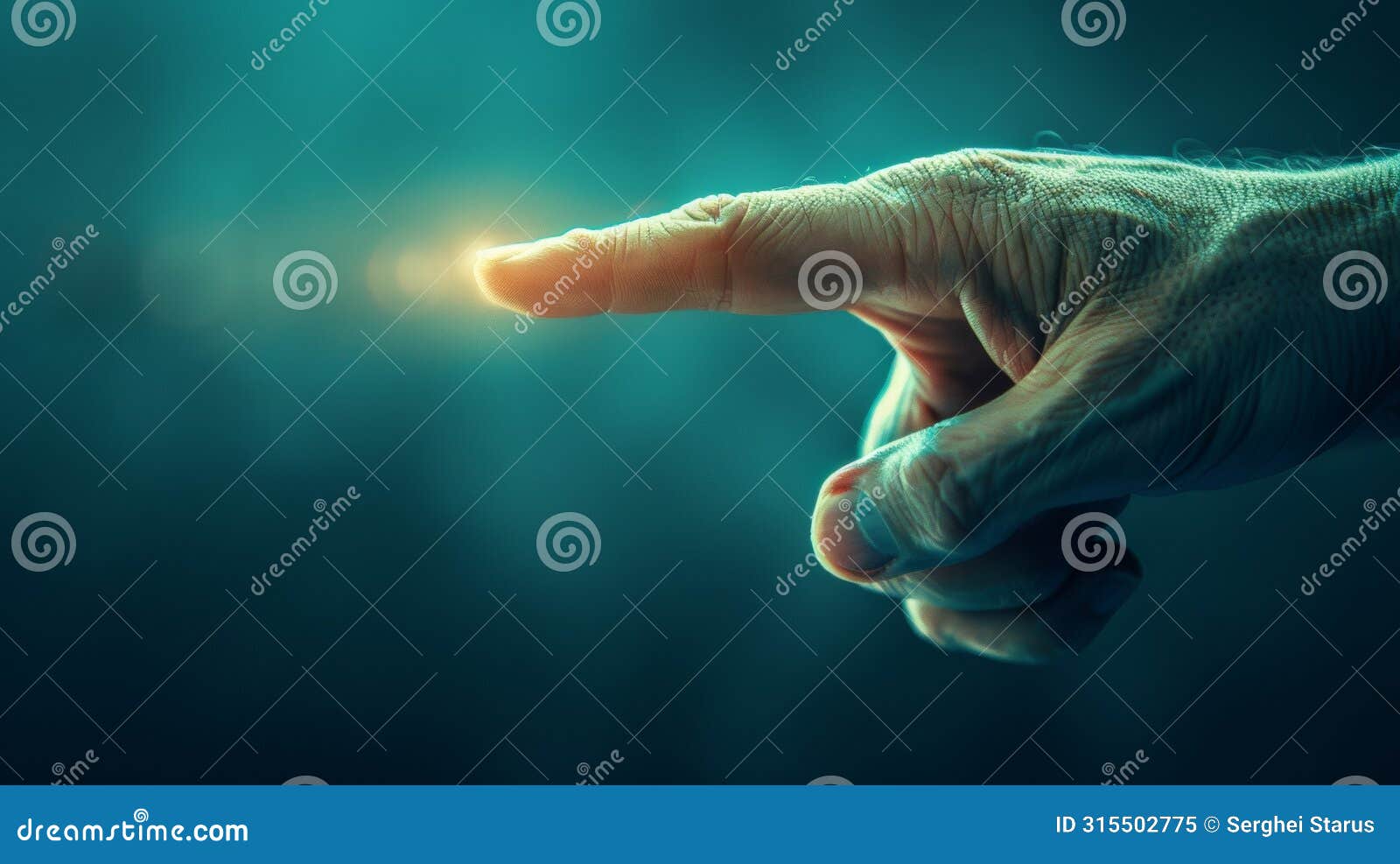 A Hand Pointing at Something with a Glowing Light Coming from it, AI ...