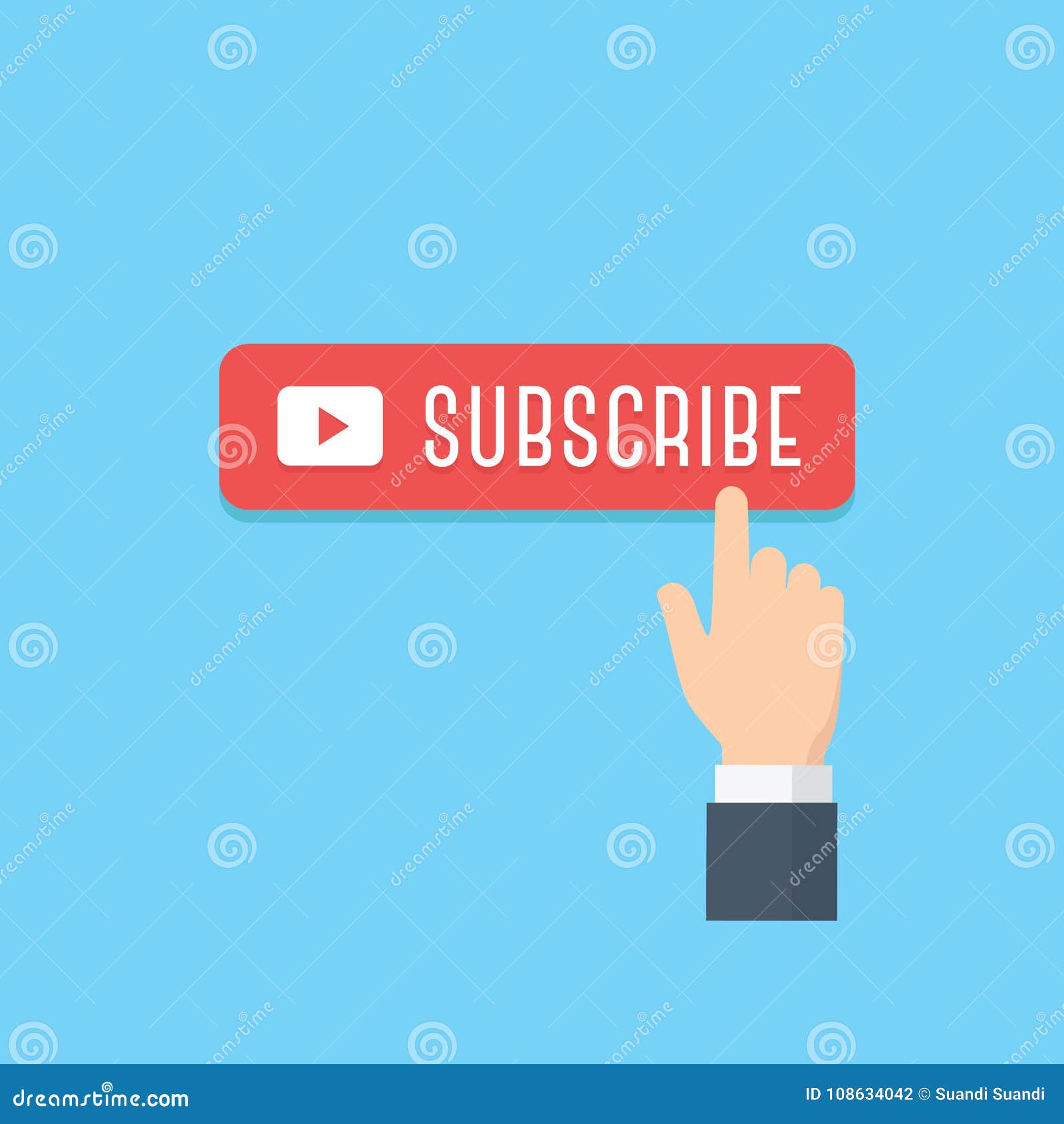 Hand Pointing Subscribe Button Illustration. Content Updates for Video ...