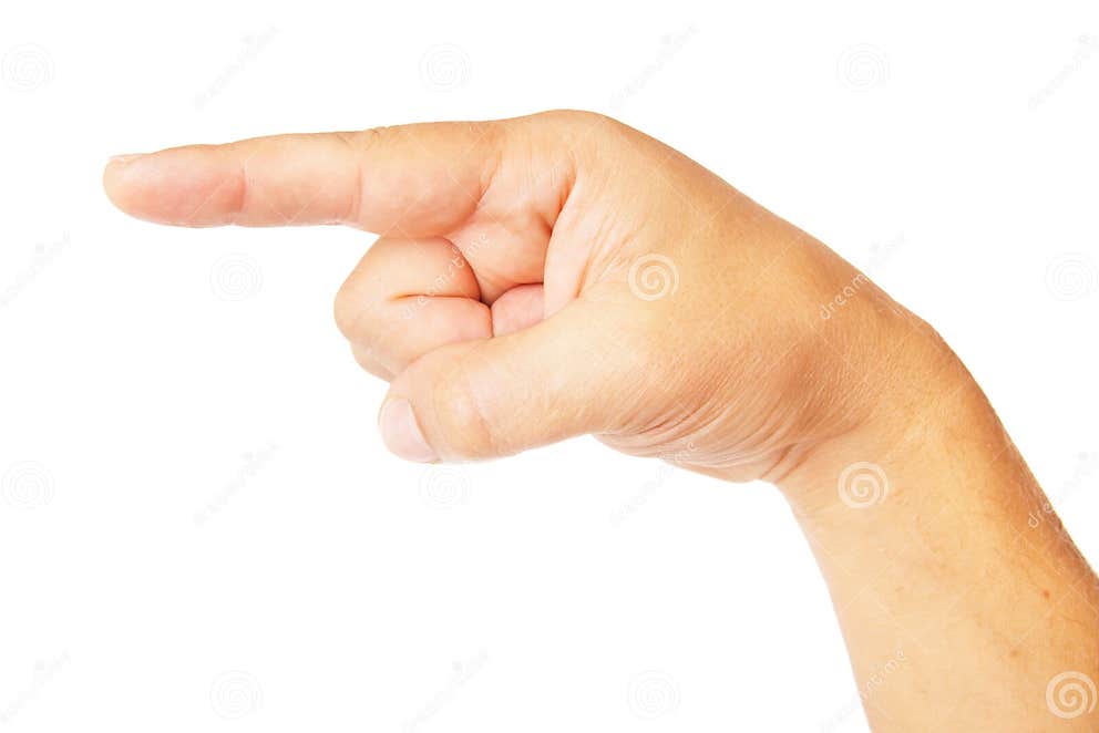 Hand Pointing Symbol Isolated on White Background Stock Photo - Image ...