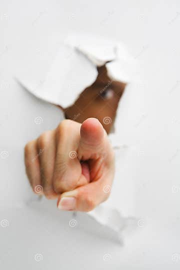 Hand pointing to camera stock image. Image of hole, hand - 10093939