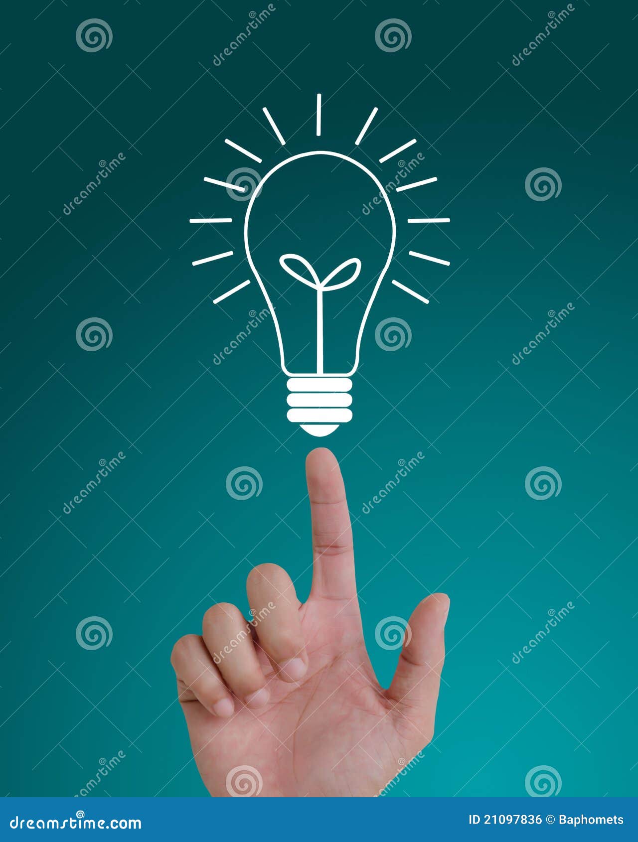 Hand Pointing To Idea Light Bulb Stock Photo - Image of education ...