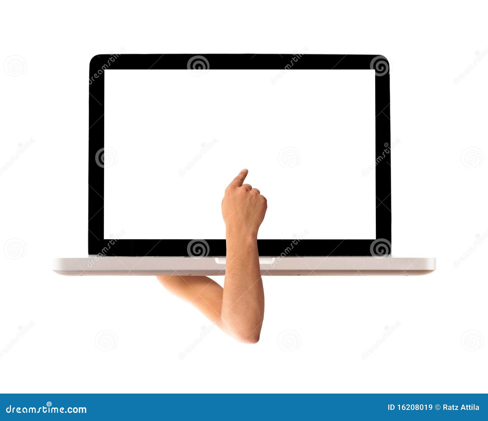 Hand pointing to a laptop stock image. Image of smart - 16208019