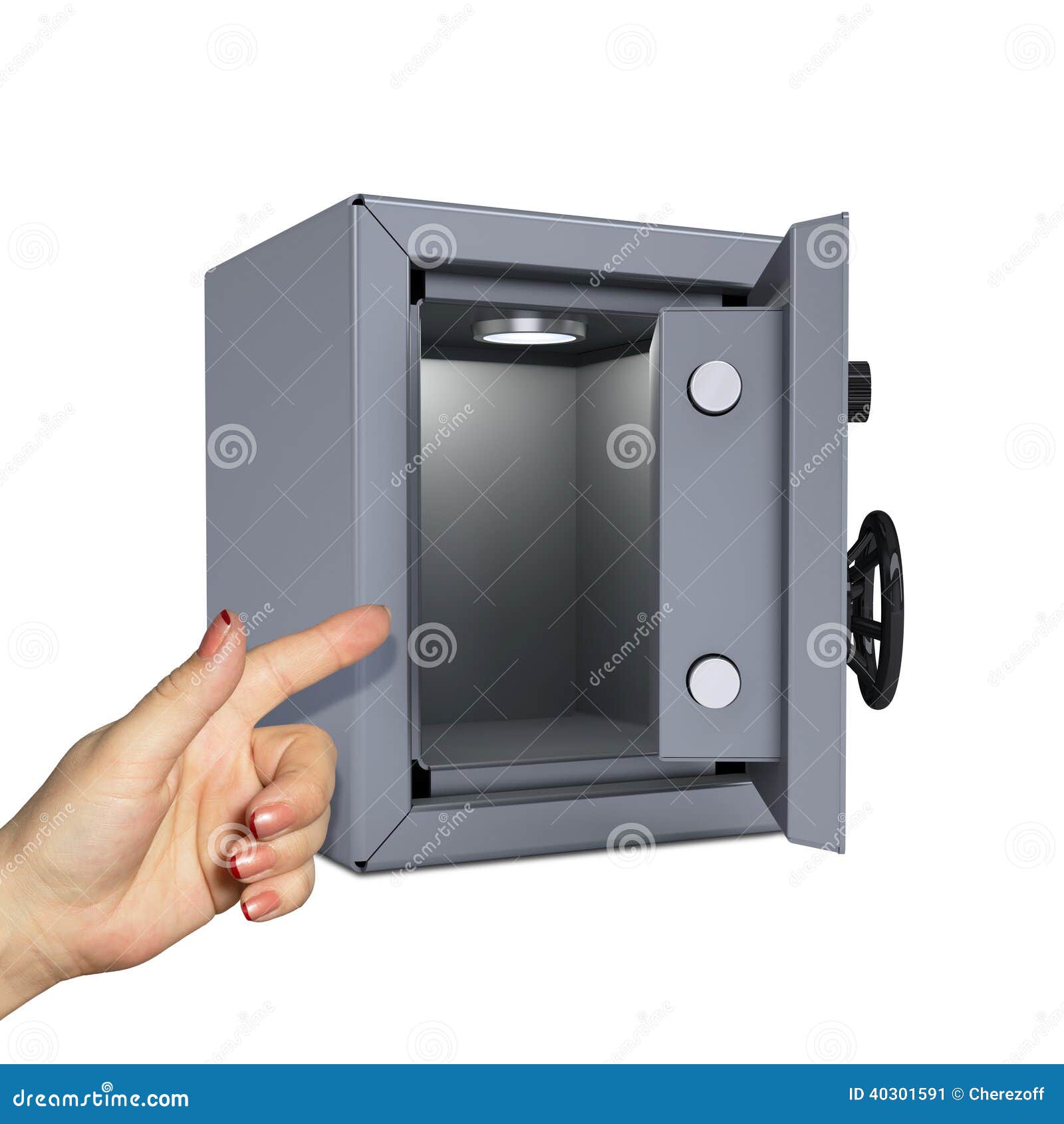 Hand Pointing To the Open Safe Stock Image - Image of deposit, pointing ...