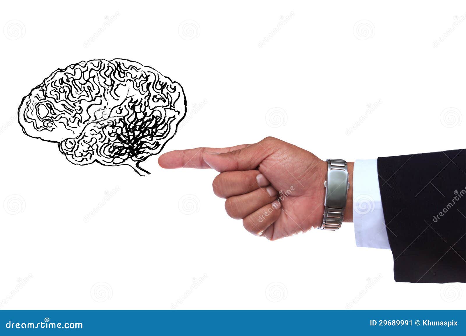 Hand Pointing To Smart Brain Stock Image - Image of human, finger: 29689991