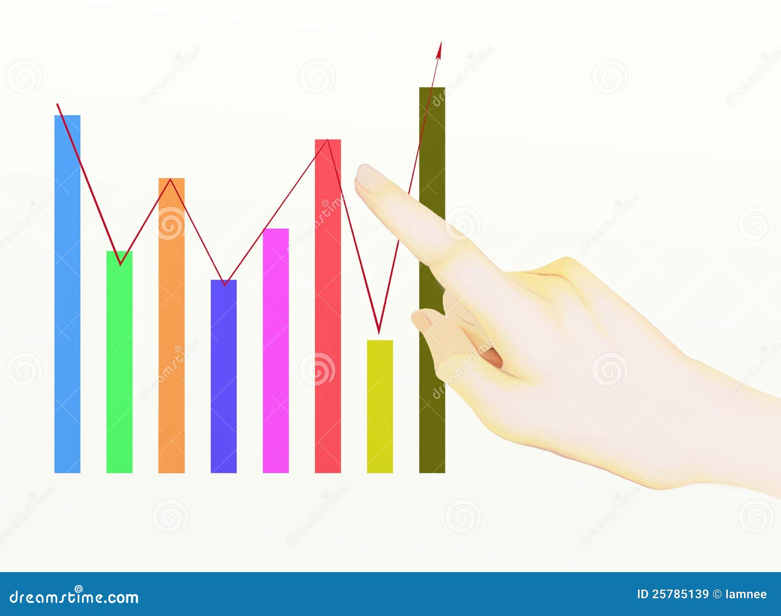 A Hand Pointing To Upward Graph Stock Illustration - Illustration of ...