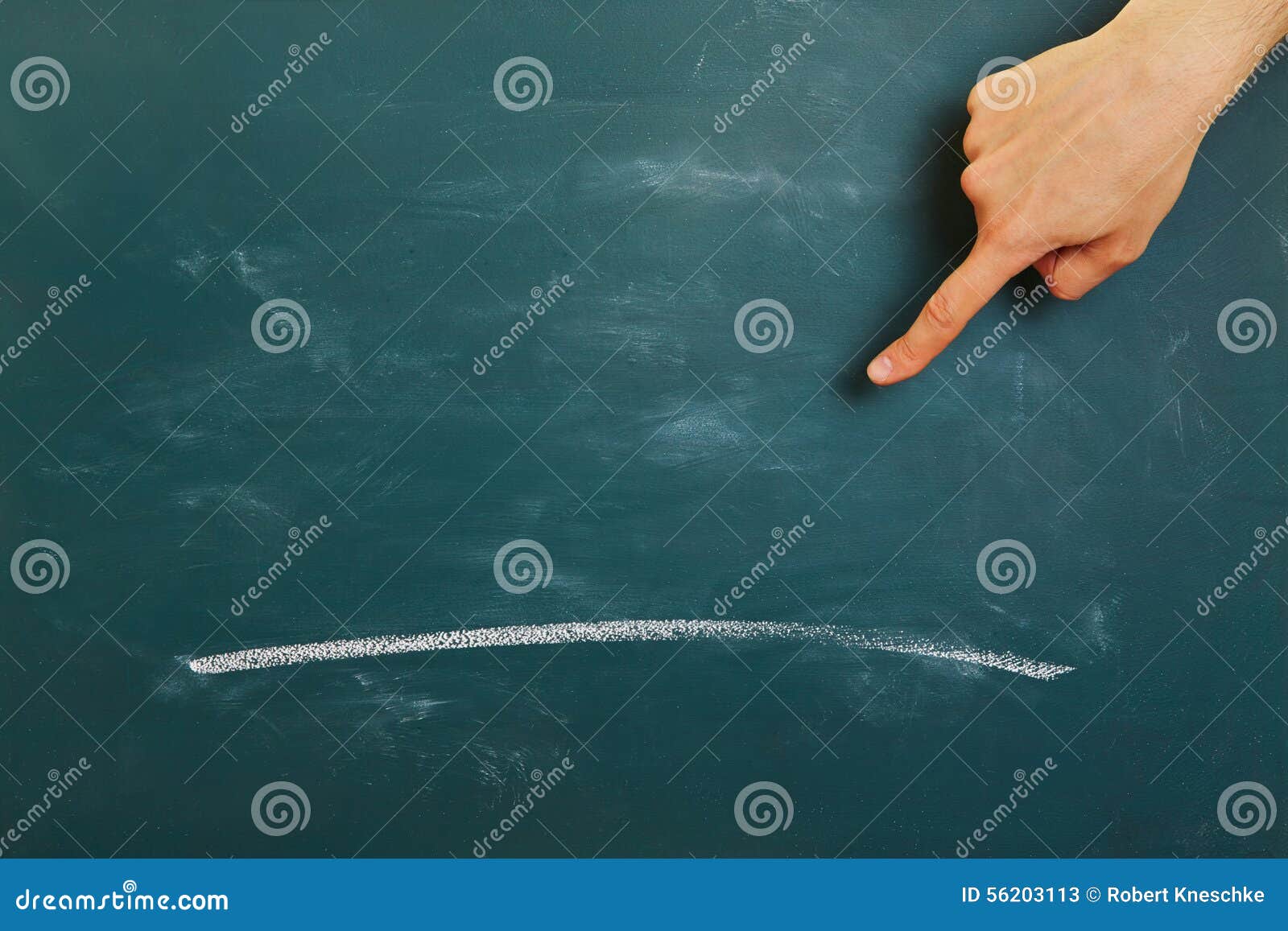 Hand Pointing To White Line on Chalkboard Stock Image - Image of hand ...